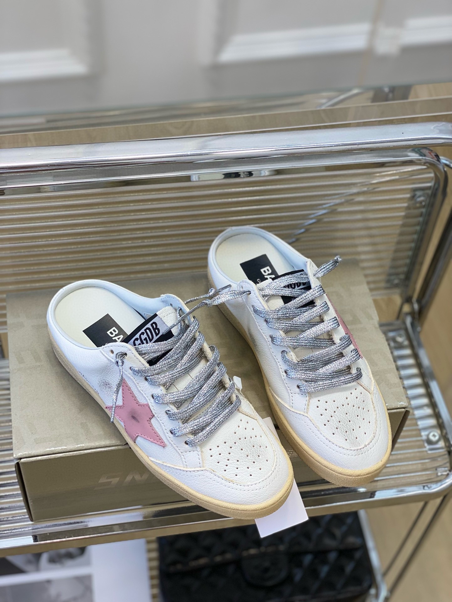 Replica Golden Goose Women's Ball Star Sabots with Pink Leather Star