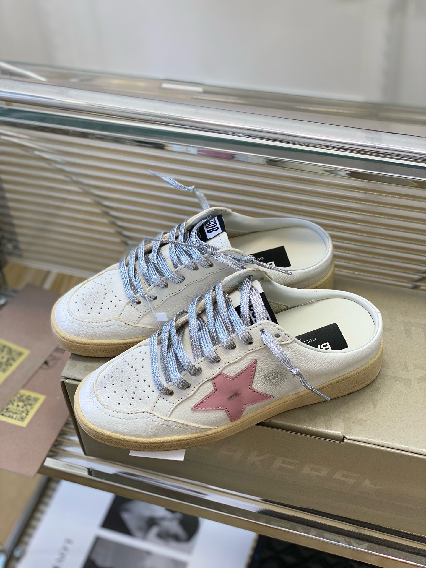 Replica Golden Goose Women's Ball Star Sabots with Pink Leather Star