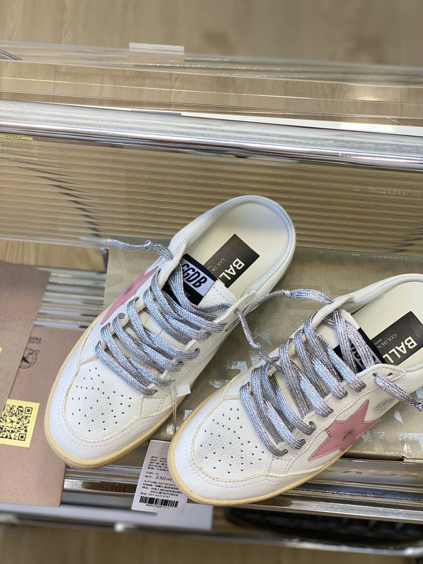 Replica Golden Goose Women's Ball Star Sabots with Pink Leather Star